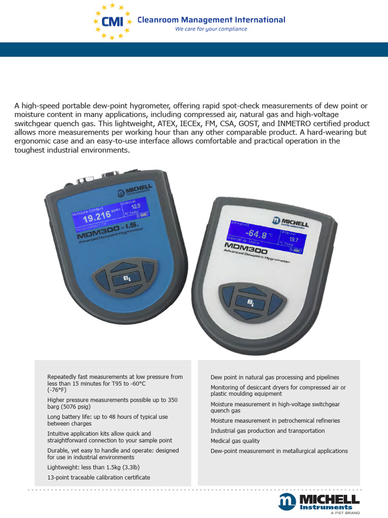 Advanced Portable Dew-Point Hygrometer | PDF | Gases | Applied And ...