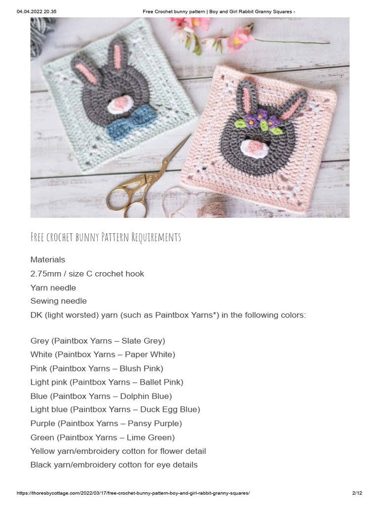 Free_Crochet_bunny_pattern__Boy_and_Girl_Rabbit_Granny_Squares | PDF ...
