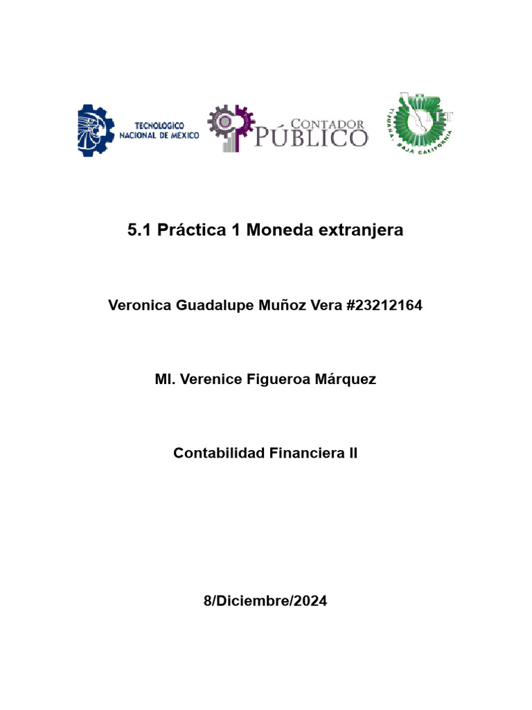 Práctica 1: Moneda Extranjera en Contabilidad | PDF