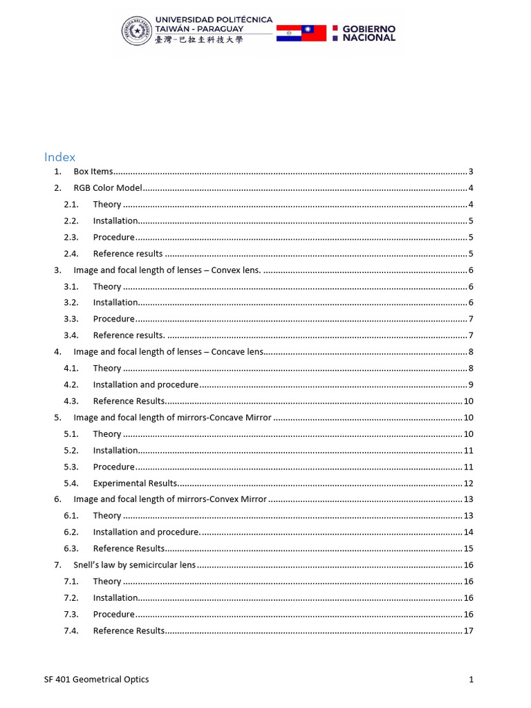 TA S SF 401 Experiment Manual R0 | PDF | Diffraction | Optics