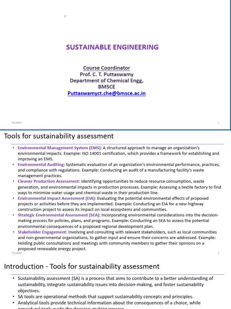 Unit2 Tools For Sustainability Assessment | PDF | Environmental Impact Assessment | Sustainability