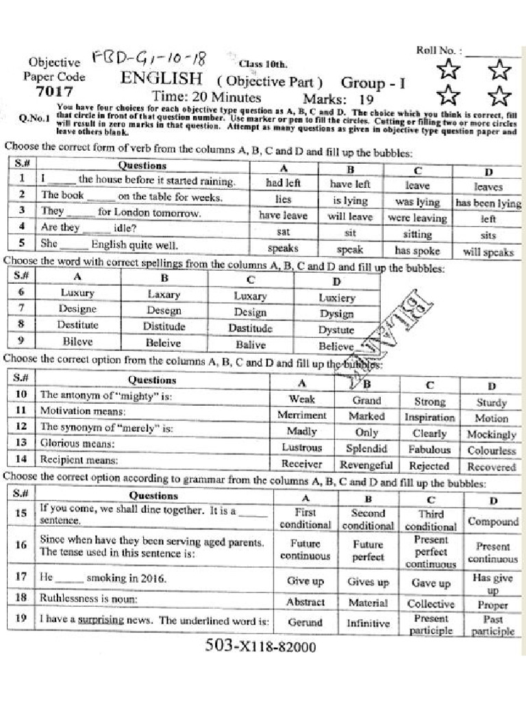 English-10 FBD - (G1-G2) - 18 | PDF