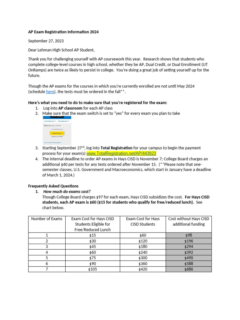 AP Exam Registration Guide 2024 | PDF | Advanced Placement | Educational Stages
