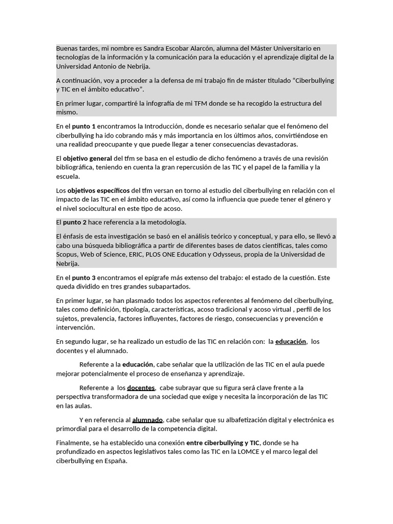 Defensa TFM 2 | PDF | Acoso cibernético | Tecnología de información y ...