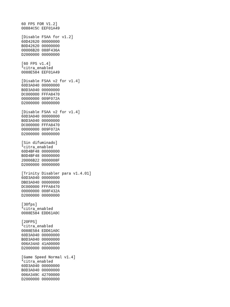 Trinity Disabler Codes for v1.4 | PDF