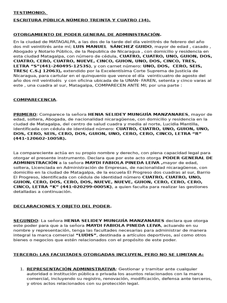 Poder General para Administración | PDF