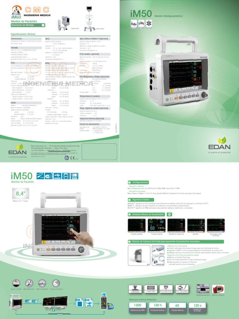 Monitor Multiparametrico Edan Im50 | PDF | Presión sanguínea | Presión