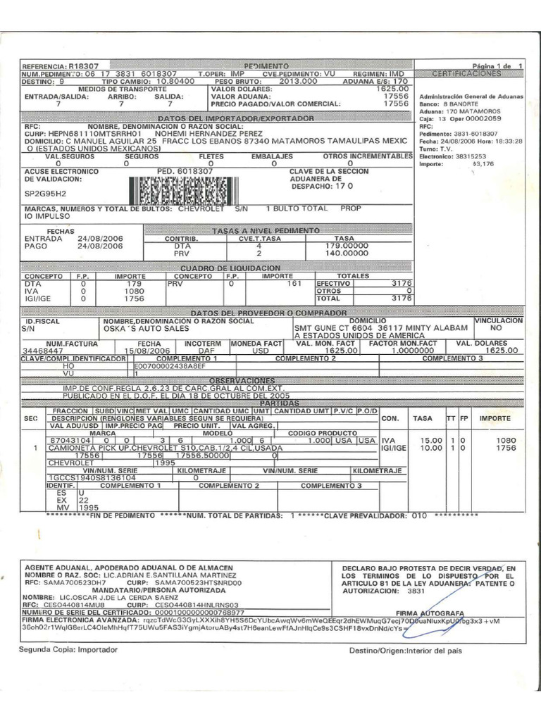 Pedimento Aduanal 3831-6018307 | PDF | El comercio internacional