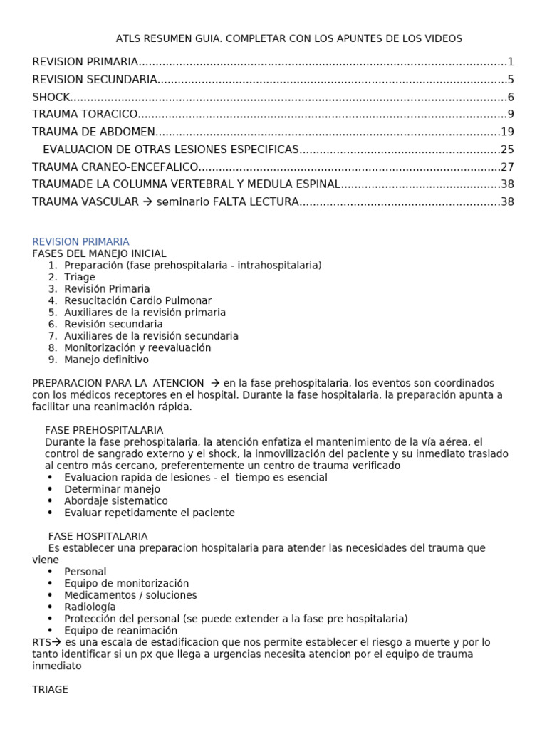 Guía ATLS: Revisión y Manejo Inicial | PDF | Tórax | Emergencias Médicas