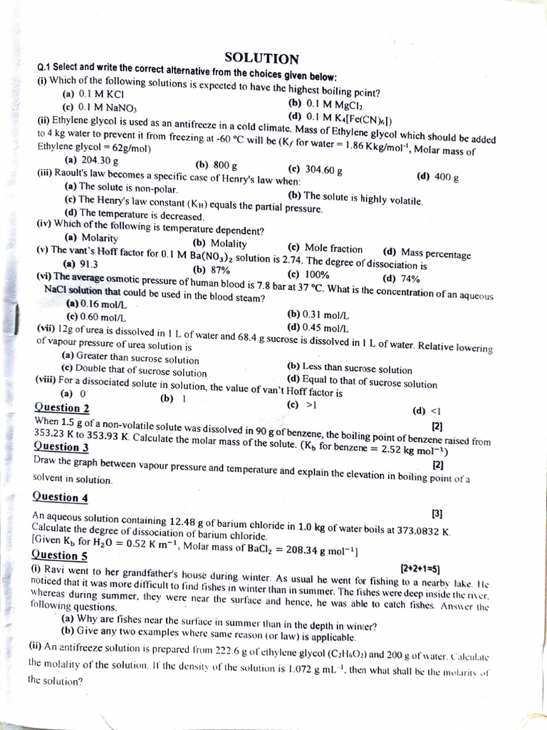 Physical Chemistry Practice Sheet | PDF | Physical Chemistry | Chemistry