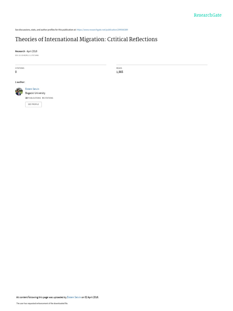 Servin. 2016. Theories_of_International_Migration | PDF | Human ...