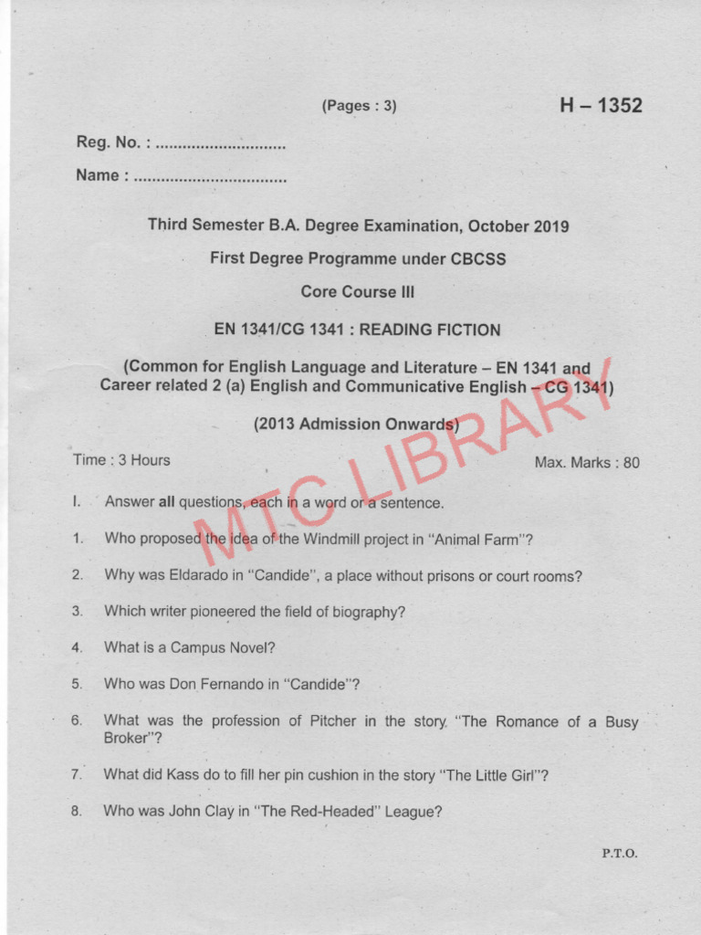 Reading Fiction en 1341 H-1352 | PDF