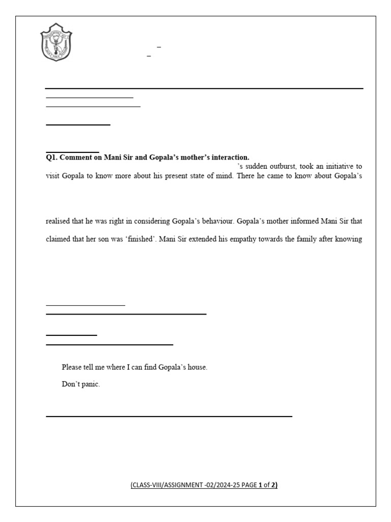 Class 8 English Assignment Overview | PDF | Coal | Force