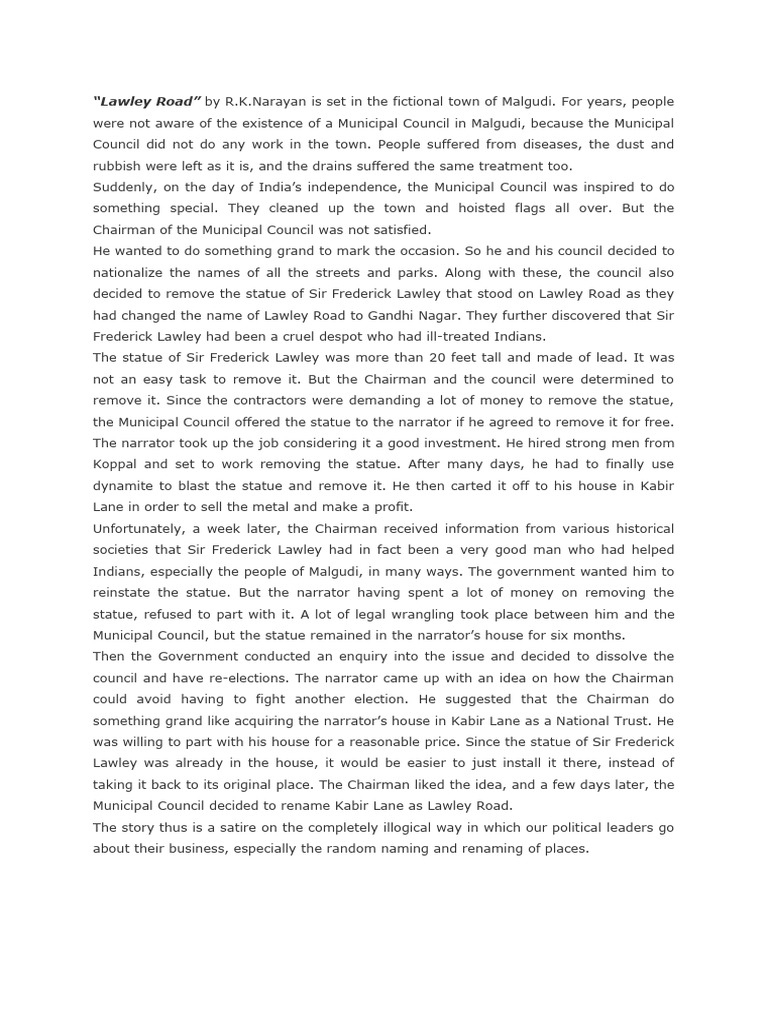 Lawley Road: A Satire on Politics | PDF
