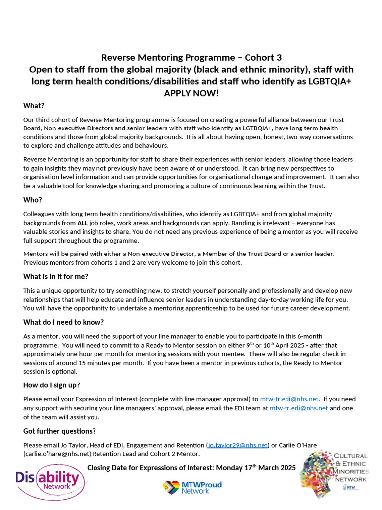 Cohort 3 Reverse Mentoring Programme - Briefing | PDF | Mentorship | Behavioural Sciences