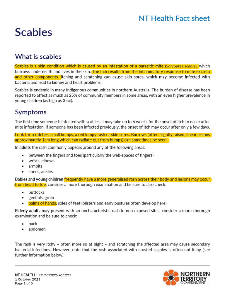 Scabies Information and Treatment Guide | PDF | Clinical Medicine ...