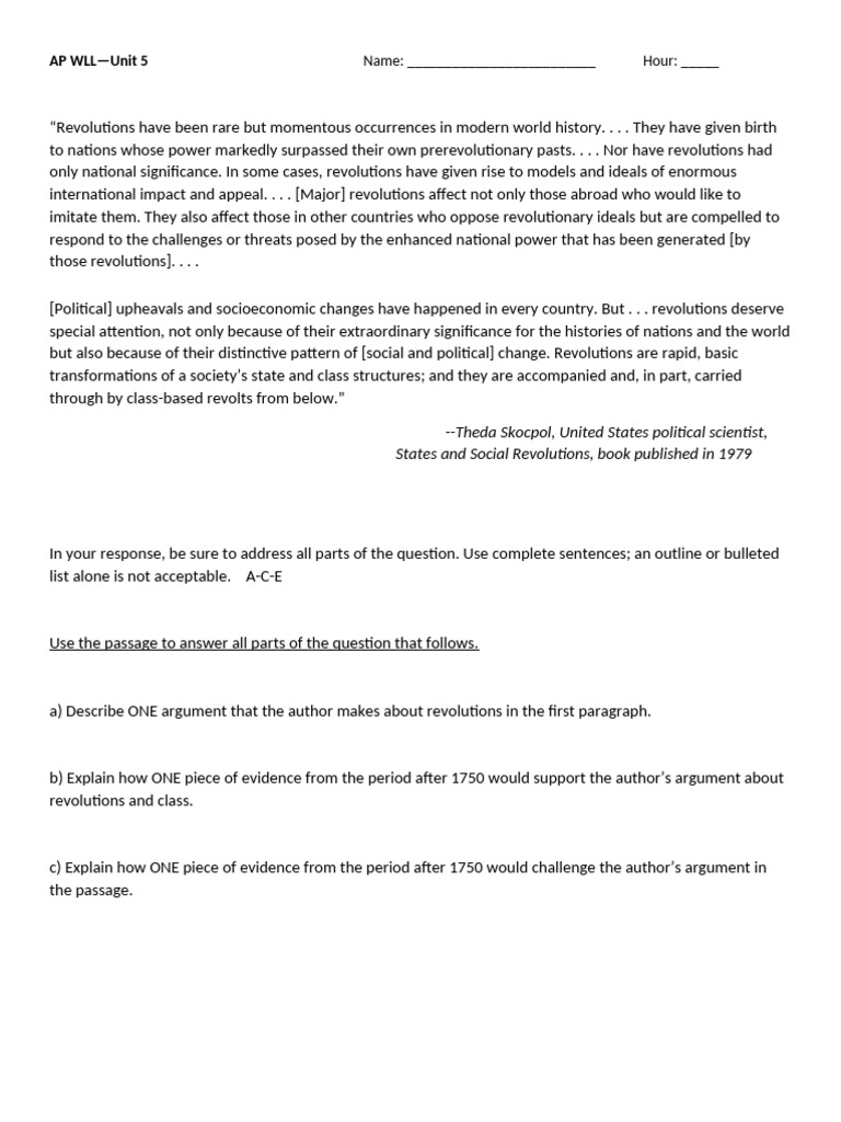 Revolution SHAQ Practice | PDF | Revolutions | Rebellions