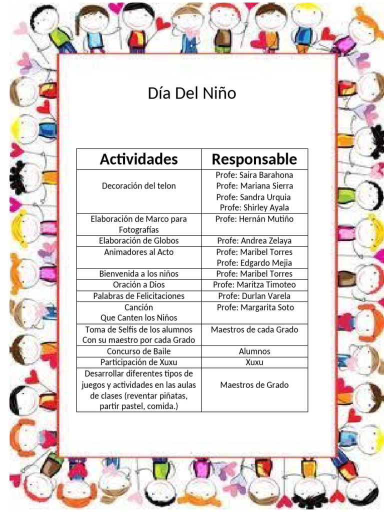 Actividades Dia Del Niños 2023 | PDF