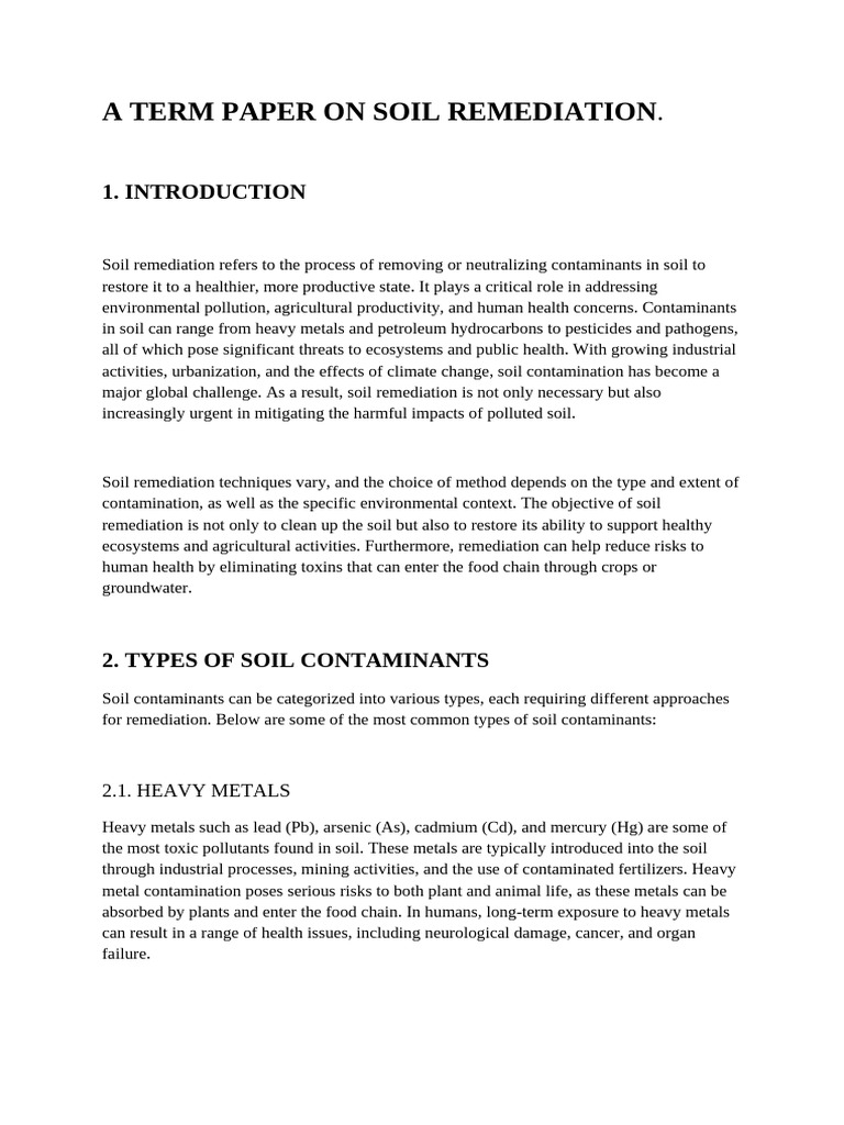 Term Paper Work On Soil Remediation | PDF | Environmental Remediation ...
