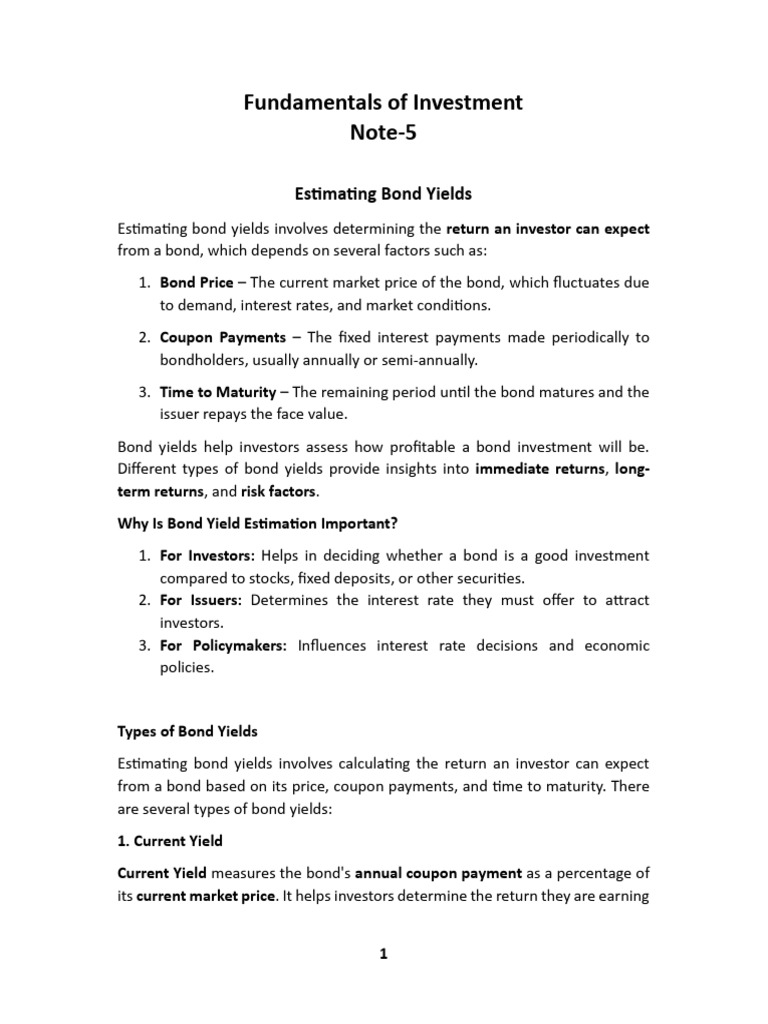 Fundamental of Investment NOTE 5 | PDF | Bonds (Finance) | Yield (Finance)