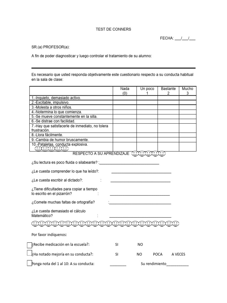 Test de Conners.doc | PDF