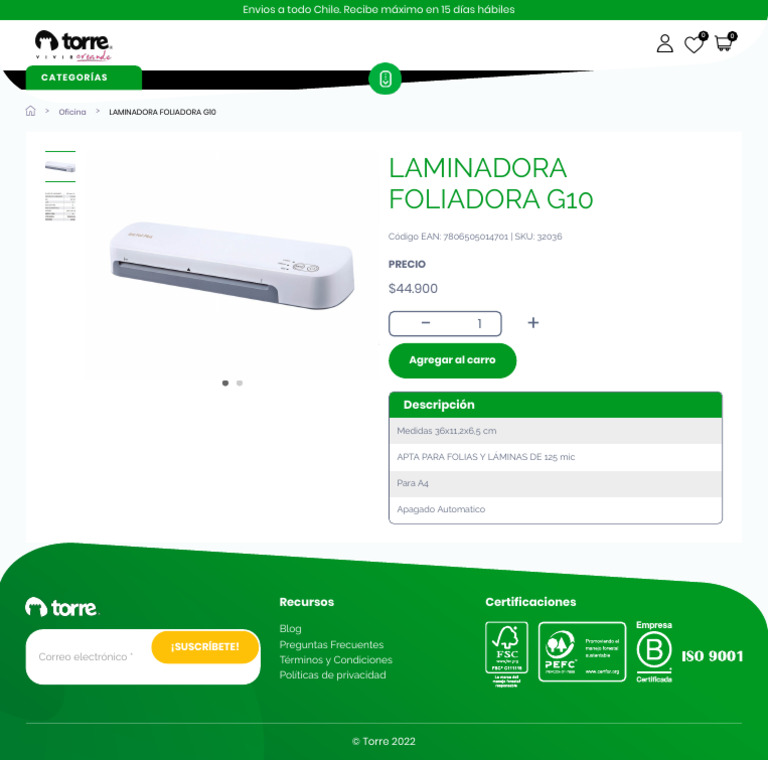 Torre - LAMINADORA FOLIADORA G10 | PDF