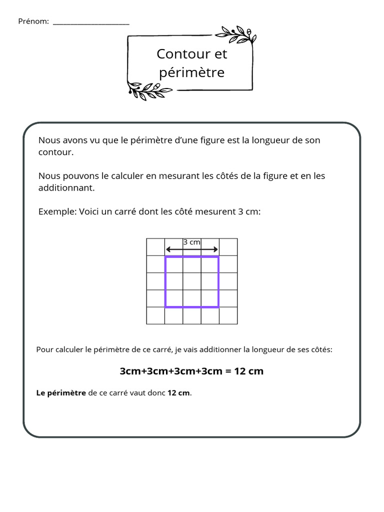 Calcul du périmètre des figures géométriques | PDF