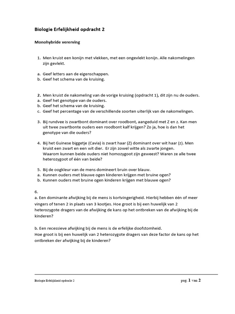 Opdracht Erfelijkheid | PDF