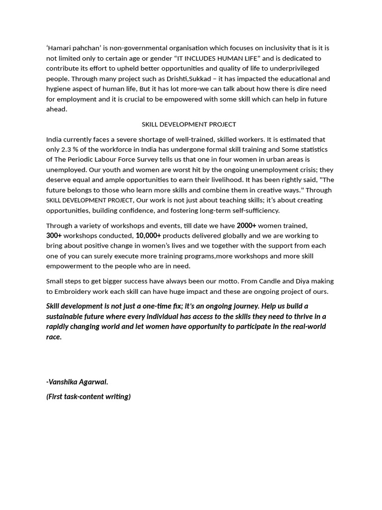 Content For Skill Development by Vanshika Agarwal First Task | PDF