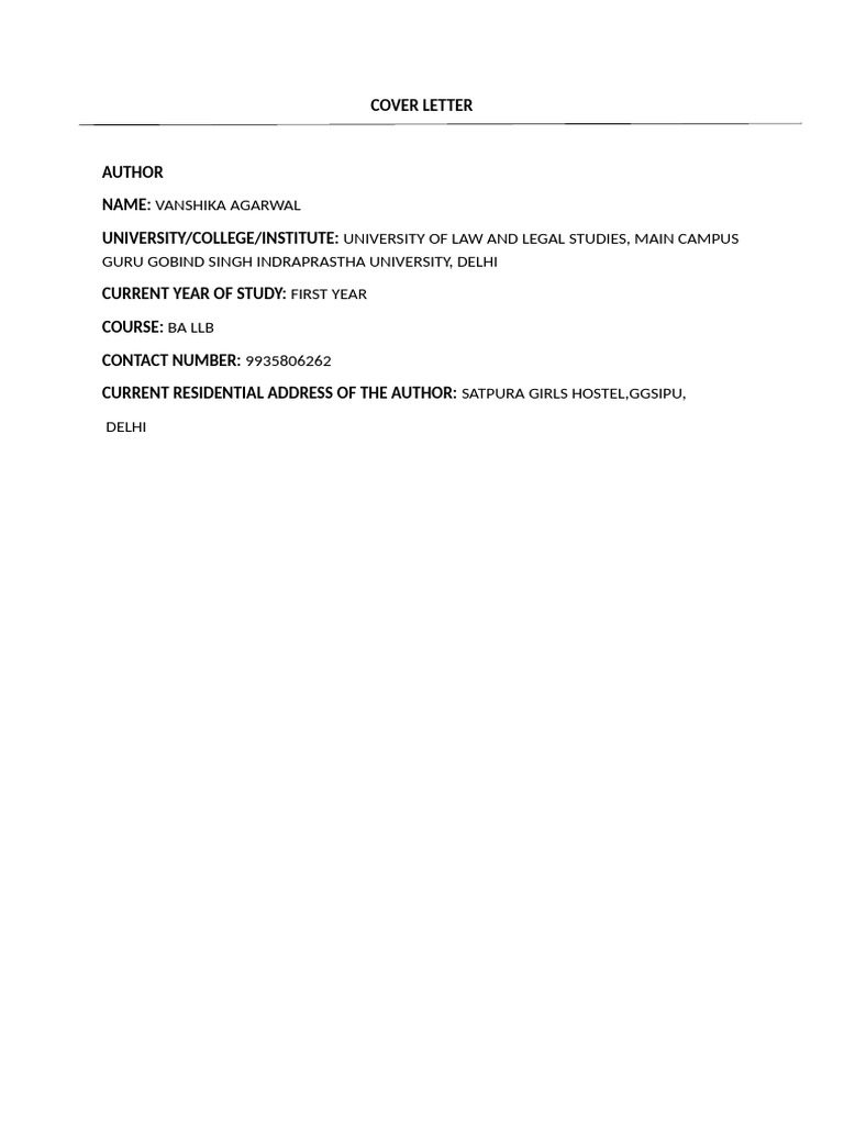 Cover Letter | PDF
