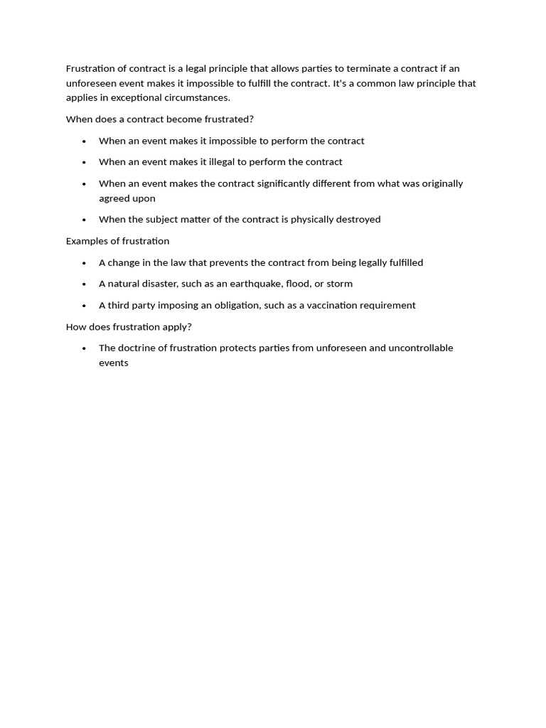 Frustration of Contract | PDF