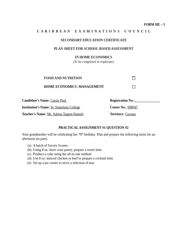 Sba 1 Time Plan - Done | PDF | Baking | Cakes