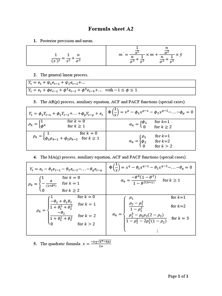 Statistical Formula Reference | PDF | Mathematical Objects | Mathematics