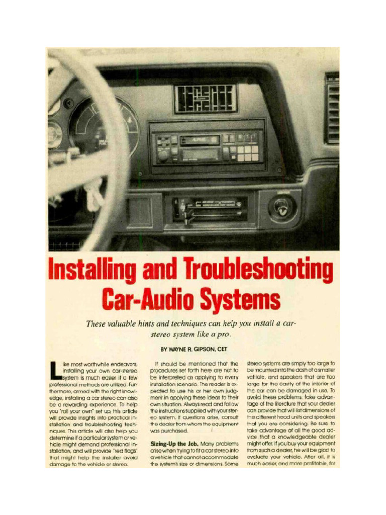 Installing Audio Car | PDF