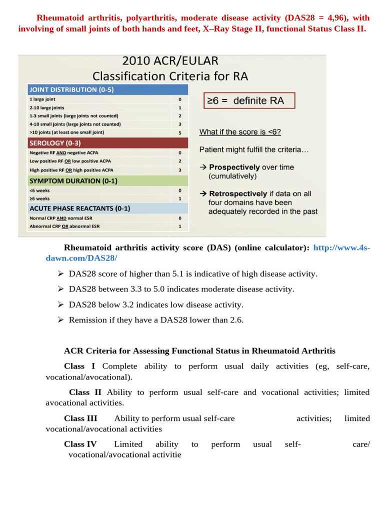 Examples of Diagnosis, Activity Scales, X-Ray Stage, FI Joints ...