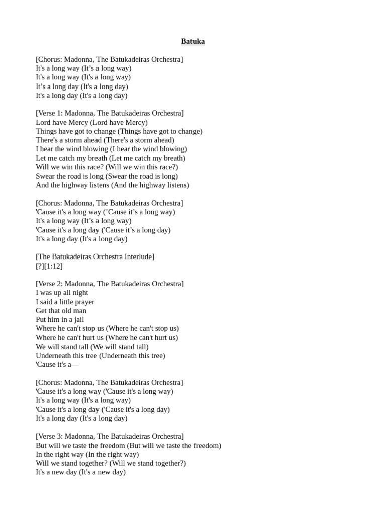 Madonna's "Batuka" Lyrics Analysis | PDF