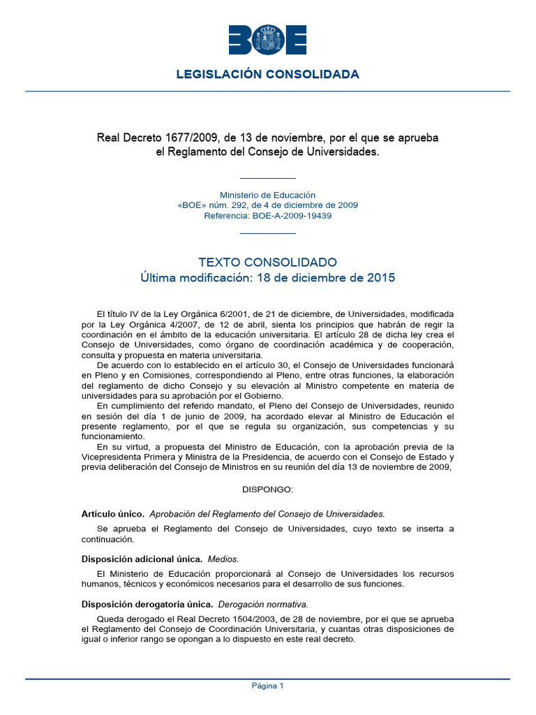 BOE-A-2009-19439-consolidado | PDF | Comisión Europea | Ministerio (Departamento de Gobierno)