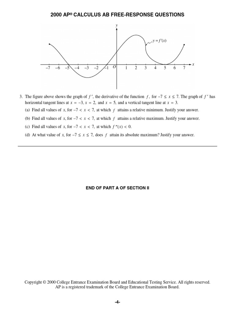 2000 AP Calculus AB Free-Response Questions | PDF