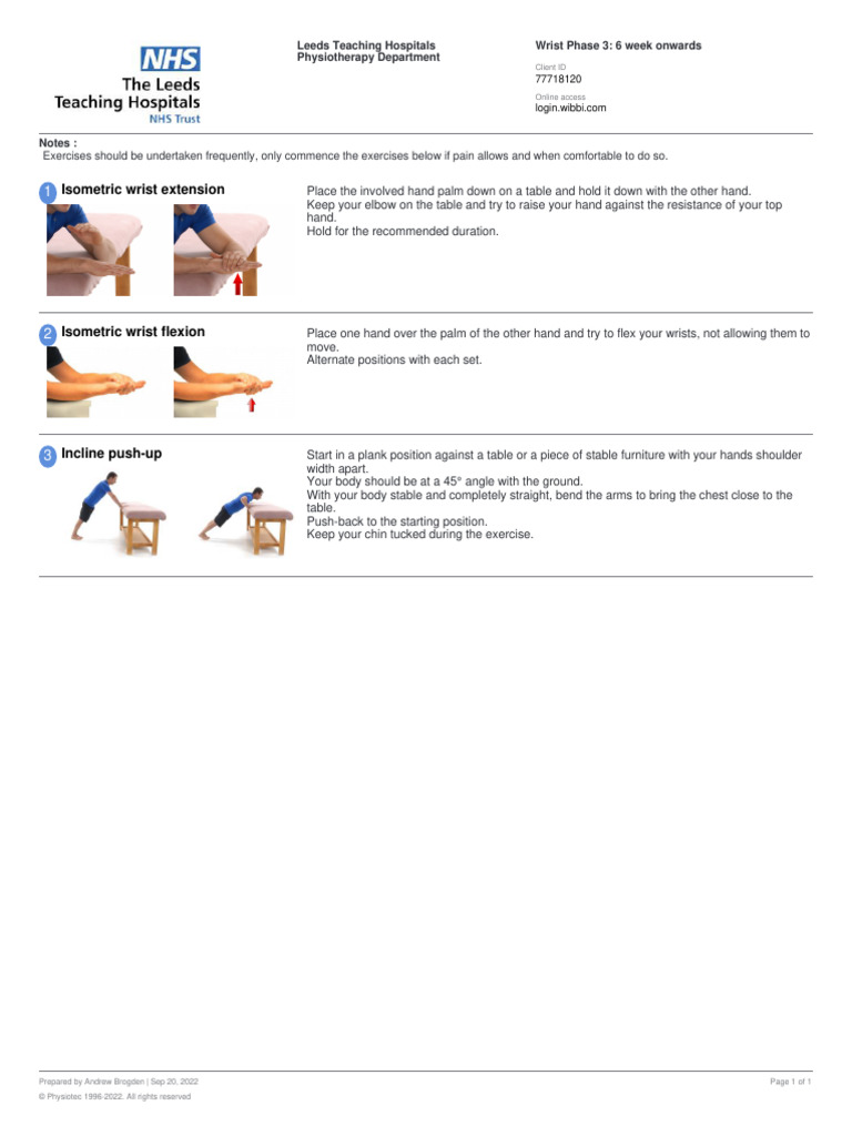Wrist Rehabilitation Exercises Guide | PDF