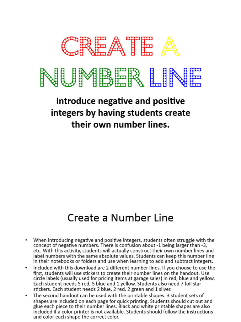 CreateANumberLinewithPositiveandNegativeIntegers-1 | PDF