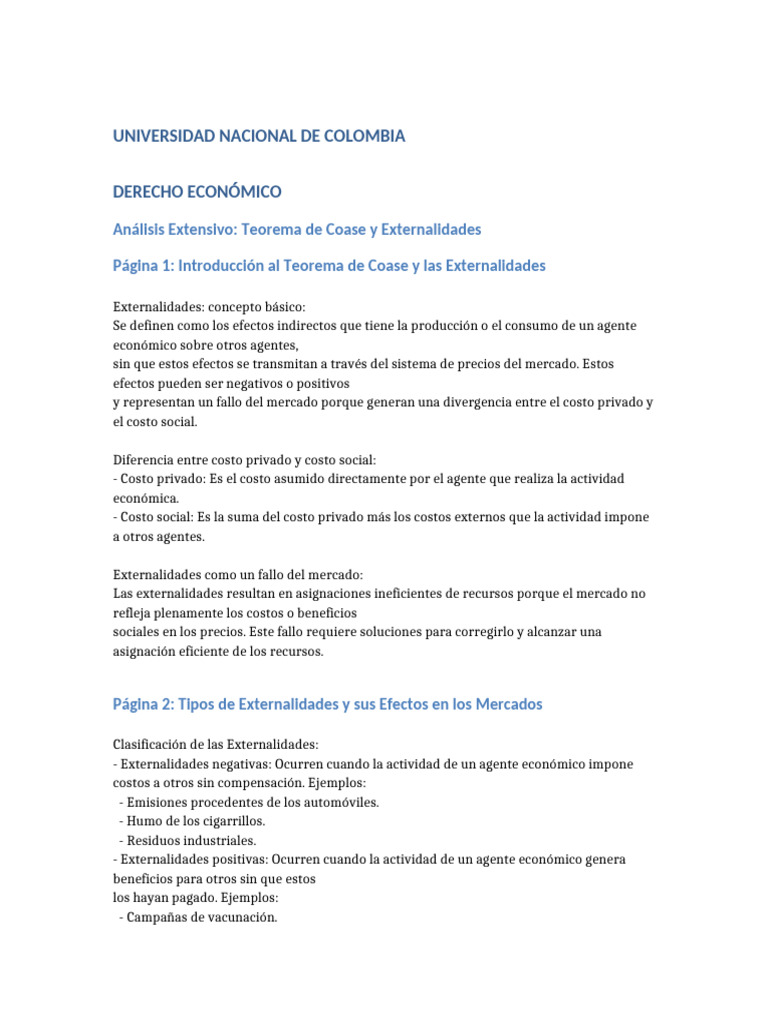 Teorema de Coase y Externalidades en Economía | PDF | Exterioridad ...