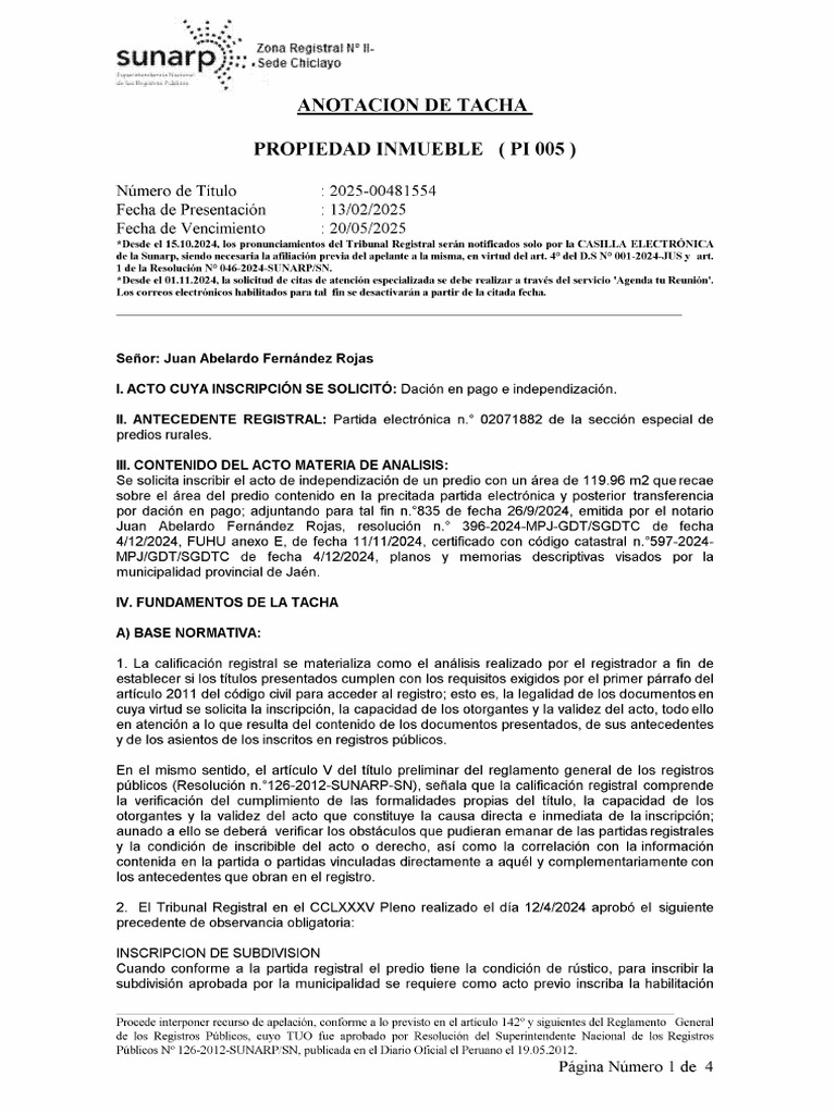 Tacha Registral | PDF