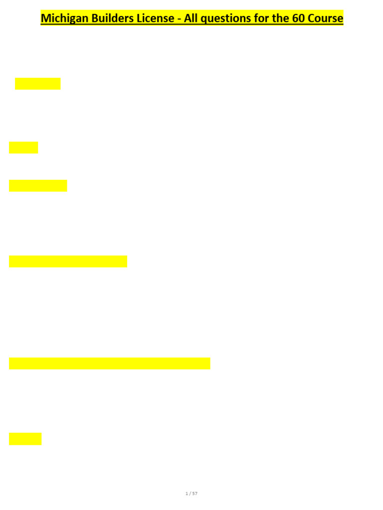 Michigan Builders License - All Questions For The 60 Course | PDF ...