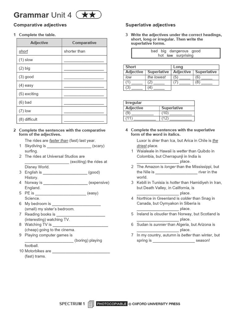 Comp Superl Adjectives | PDF | Syntax | Linguistic Morphology