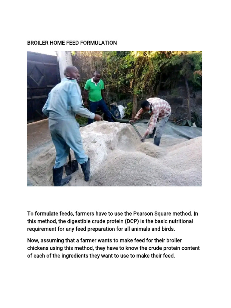 Broiler Home Feed Formulation | PDF | Broiler | Flour