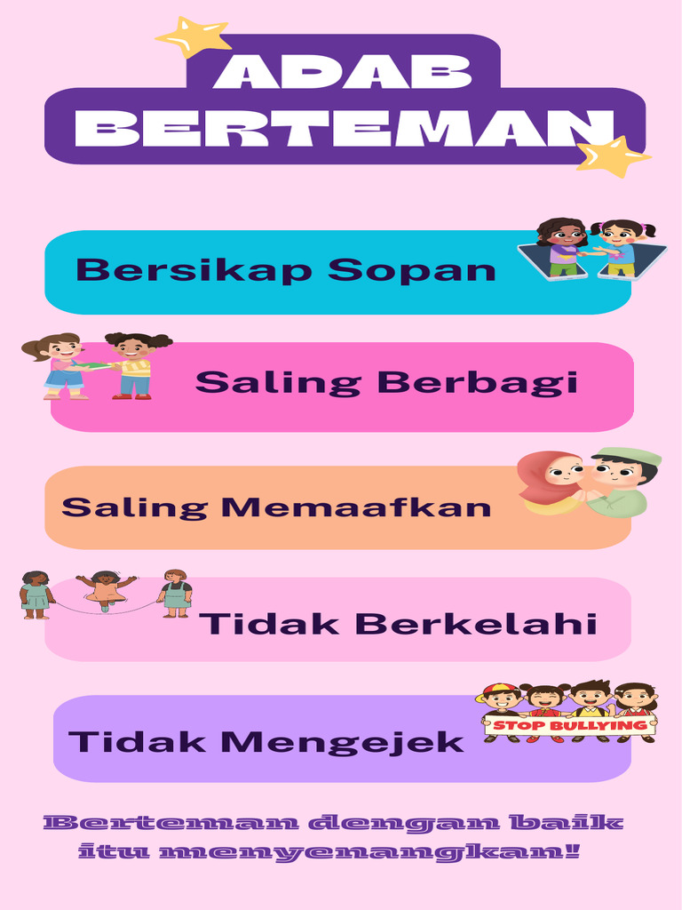 Ungu Dan Merah Muda Ilustrasi Adab Baik Dalam Berteman Infografis - 20250218 - 213505 - 0000 | PDF