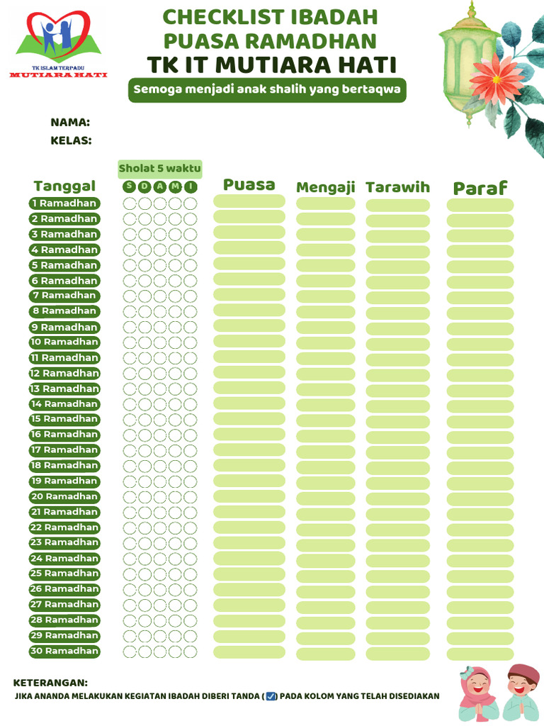 Checklist Ibadah Puasa Ramadhan | PDF
