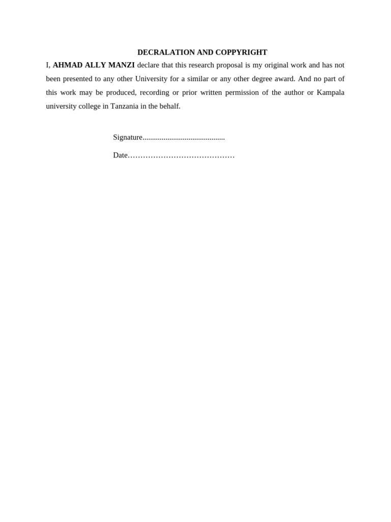 Original Research Proposal Declaration | PDF