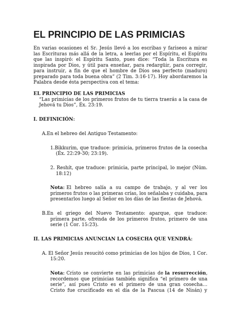 El Principio de Las Primicias | PDF | Cristo (título) | Jesús
