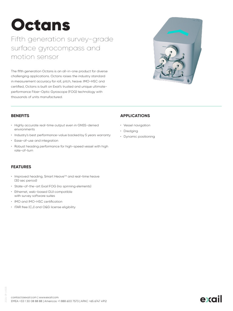 Exail Datasheet Octans Nano Datasheet | PDF | Gyroscope | Computer ...